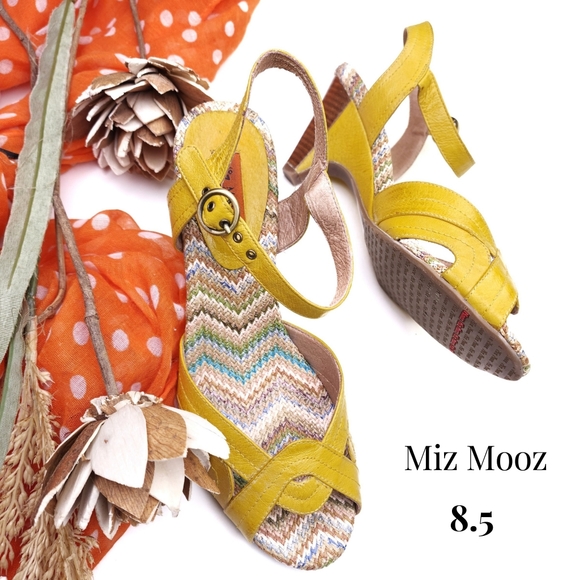 Miz Mooz | Shoes | Miz Mooz Yellow Open Toe Low Heels Sz 85 | Poshmark